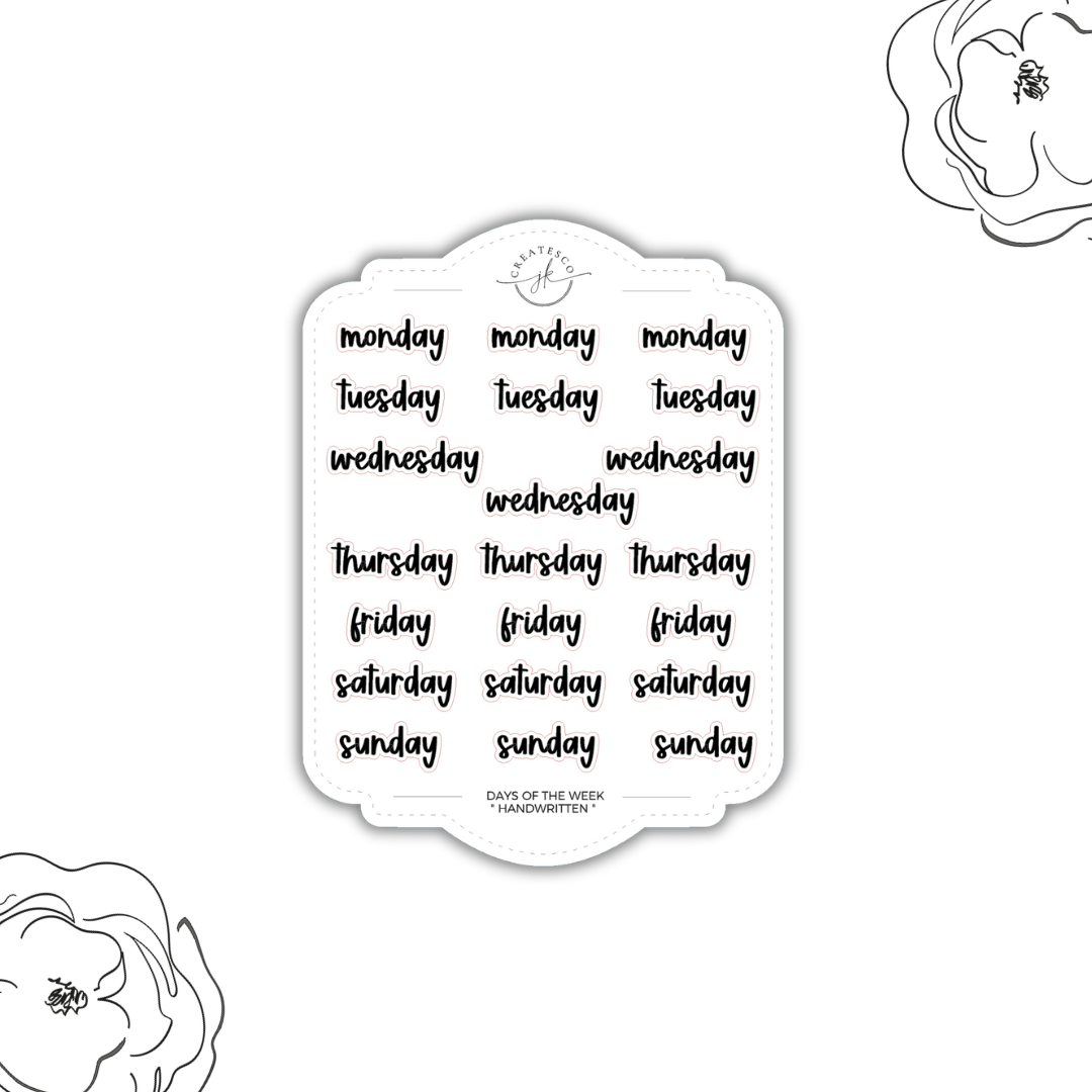 Handwritten Font (Days Of The Week) || Script – JKcreatesco
